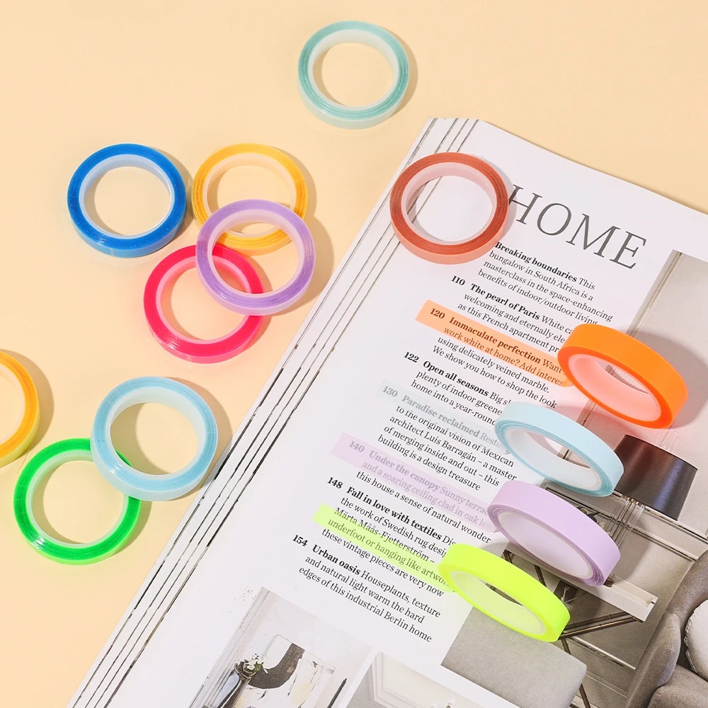 ️1/5Roll 5M Fluorescent Transparent Self Adhesive Index Tabs Page ...