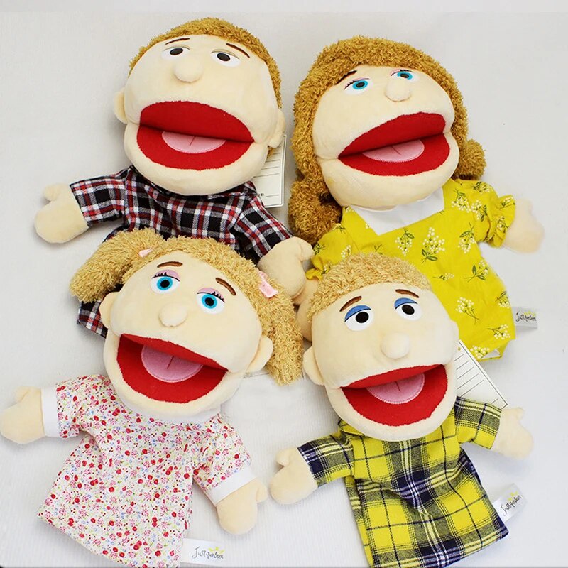 웃Kids Hand Puppet Toy Role Play Family plush Open Mouth Glove ...