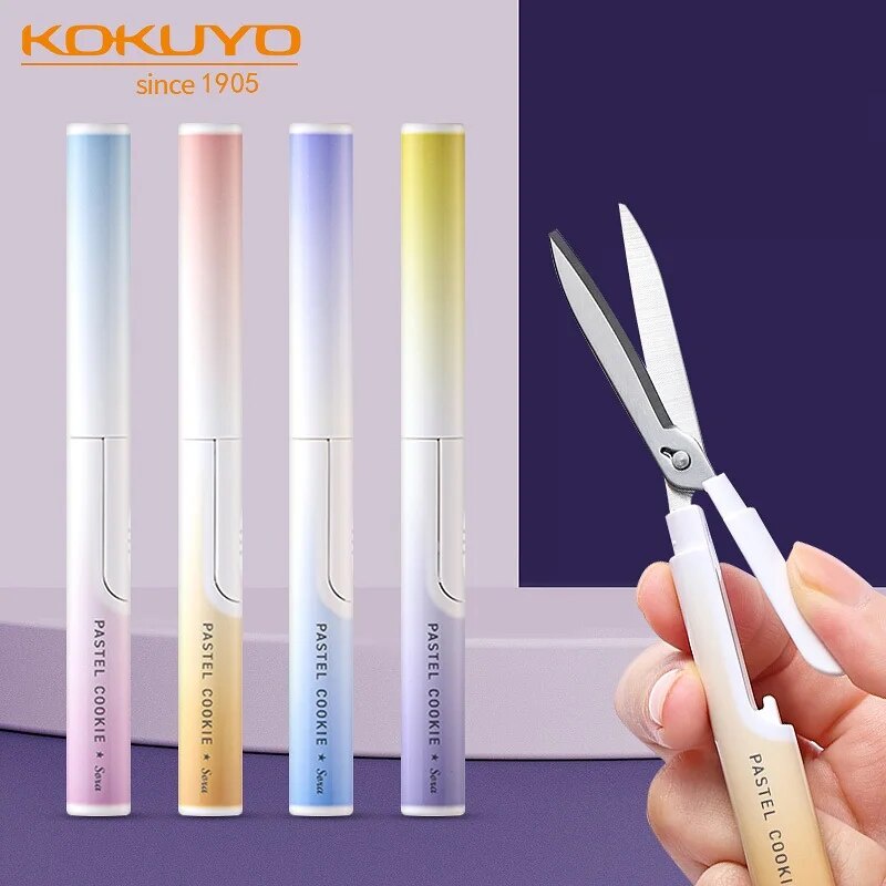 Kokuyo Pastel Cookie Foldable Scissor Hitting Color Safe Portable Pen ...