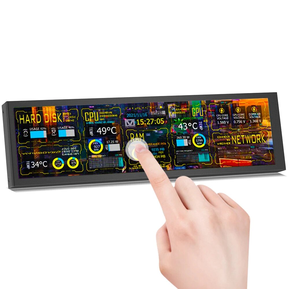 8.8 inch Touch Long Strip Monitor PC Temperature Display PC Sensor ...