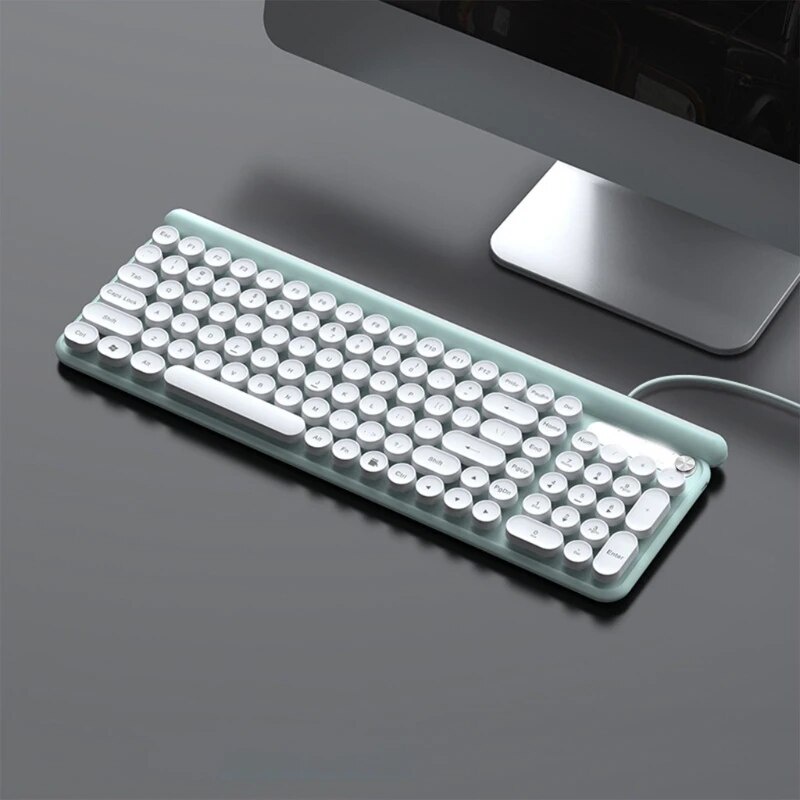 【Gaming Keyboard USB Water-Resistant Keyboard with Keycaps Quiet ...