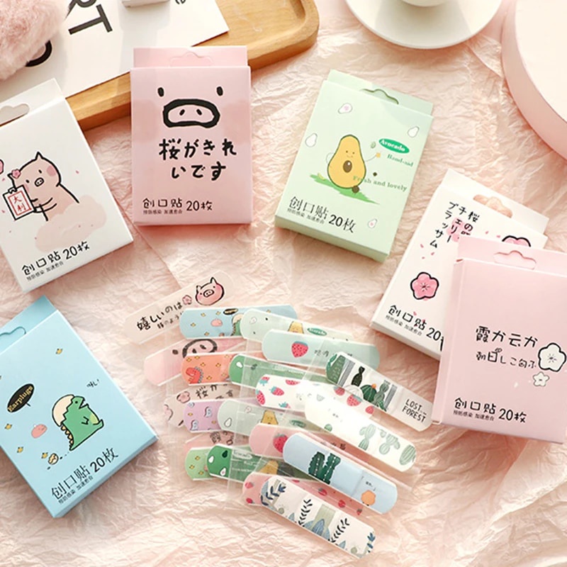 20 Pcs/box Cute Cartoon Bandaids Children Wound Adhesive Bandages First ...