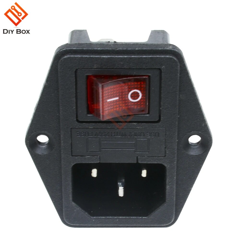 ️AC 250V 10A Black Red 3-Pin Terminal Power Socket switch Holder Rocker ...