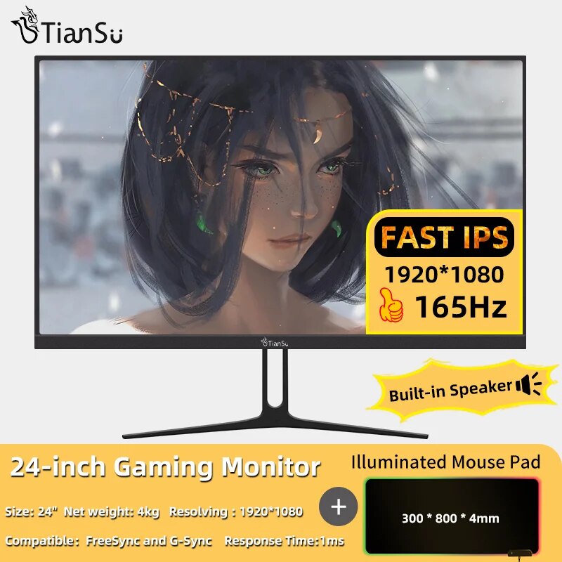 Tiansu Pc Monitor 24 inch 144Hz FHD Computer Monitor Screen IPS HDMI ...