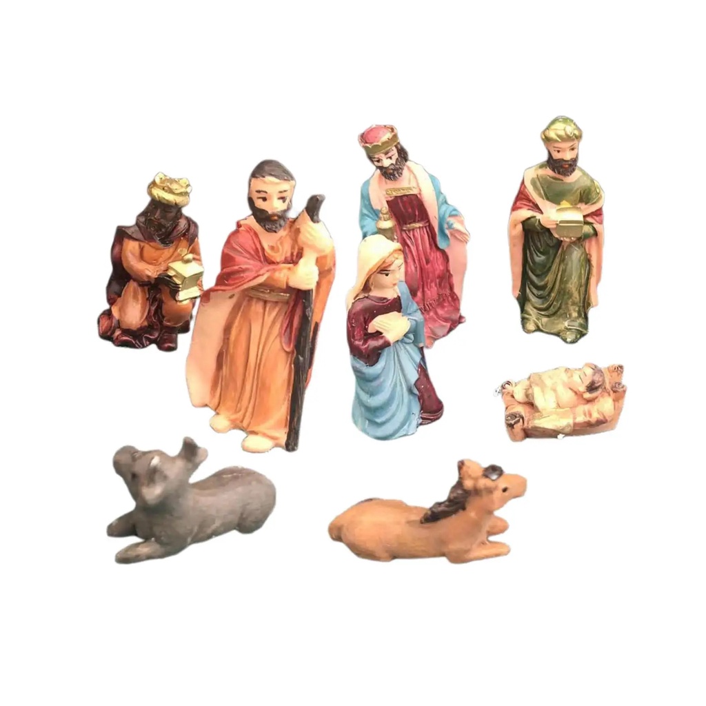 8x Miniature Nativity Scene Manger Figurines Set Birth of Jesus ...