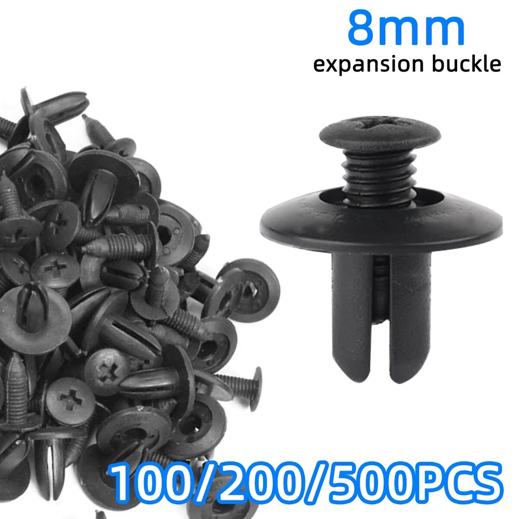 8mm Hole Door Rivet Plastic Clip 100pcs Fasteners Black Cars Lined ...
