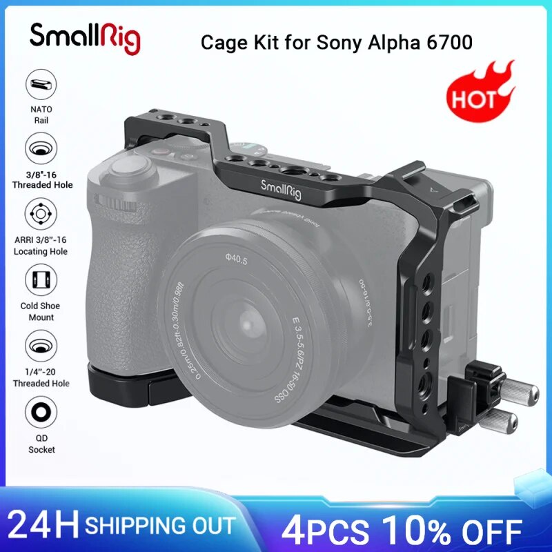 SmallRig A6700 Cage Kit for Sony Alpha 6700 Built-in Quick Release ...
