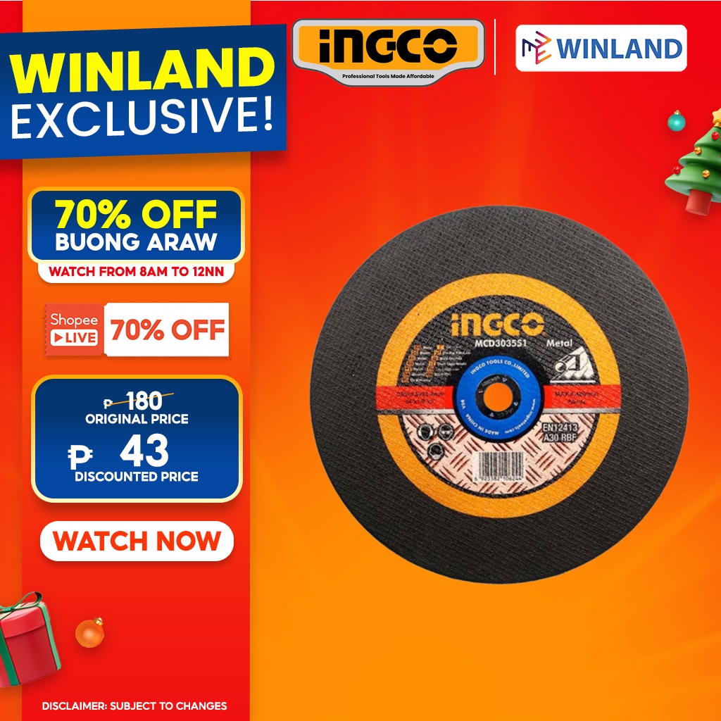 Ingco by Winland Abrasive Metal Cutting Disc 14" x 1/8" x 1 for Cut Off ...