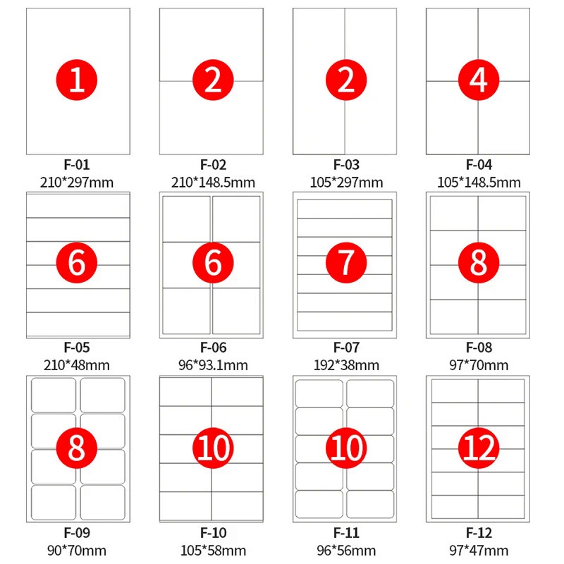 100 Sheets/Pack A4 Sticker Printing Label White Paper Sticker For Laser ...