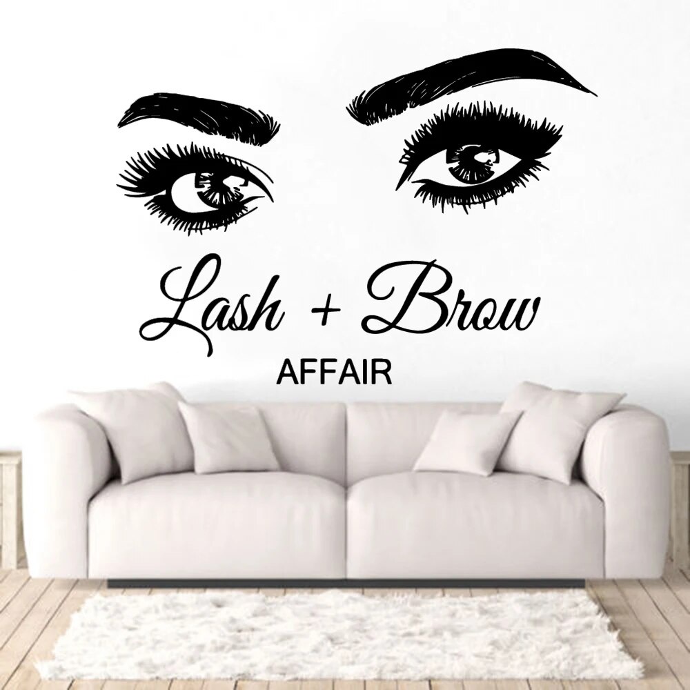 Lash Brow Affair Wall Decals Vinyl Eye Stickers For Beauty Salon Living ...