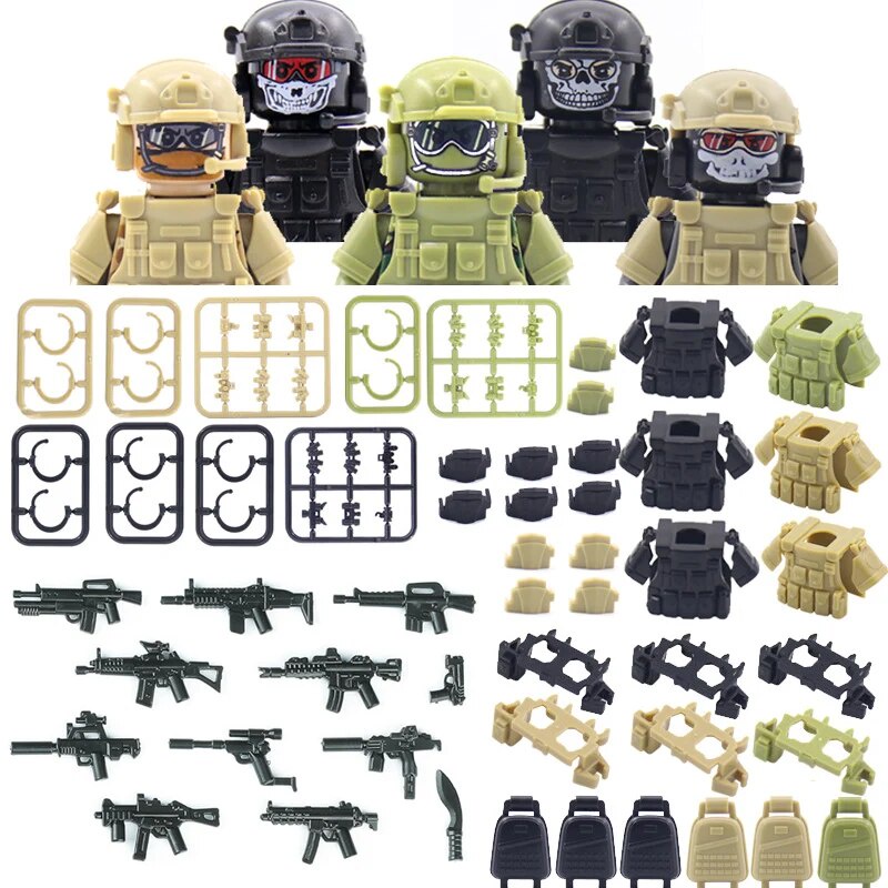 Modern Ghost Cop Commando Figures Building Blocks Army Soldier City ...