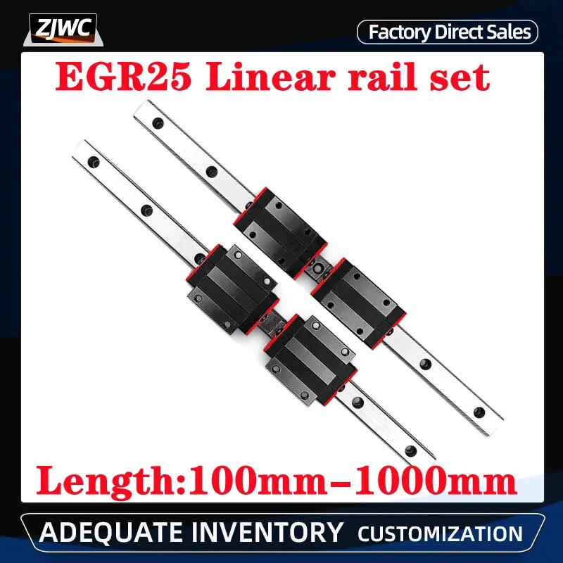 2pcs linear rails EGR25 low assembly square linear guide+4pcs bearing ...