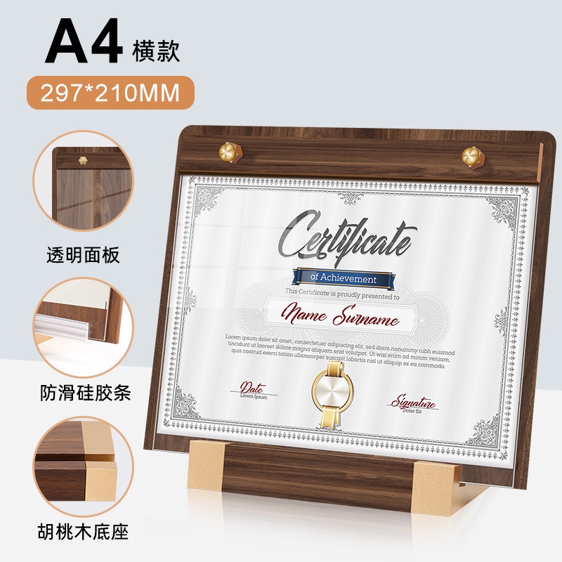 Acrylic Certificate Frame Display Card Wood Reception Label Standee L ...
