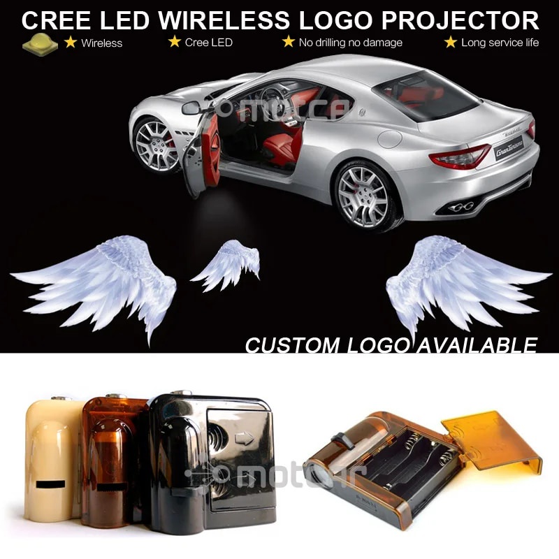 ABS Car Door Welcome Light Projector Laser GOBO White Angel Wings Logo ...