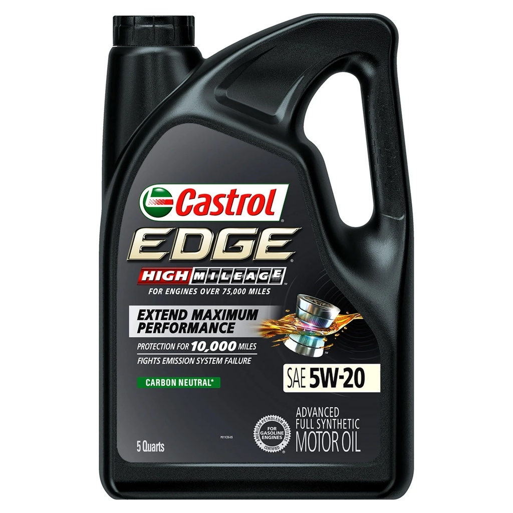 Castrol EDGE High Mileage 5W-20 Advanced Full Synthetic Motor Oil, 5 ...