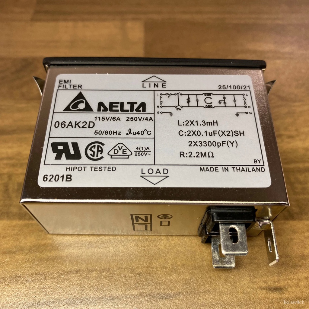 1pcs Delta 06AK2D 6A 250V EMI Power Filter with Switching Fuse Filter ...
