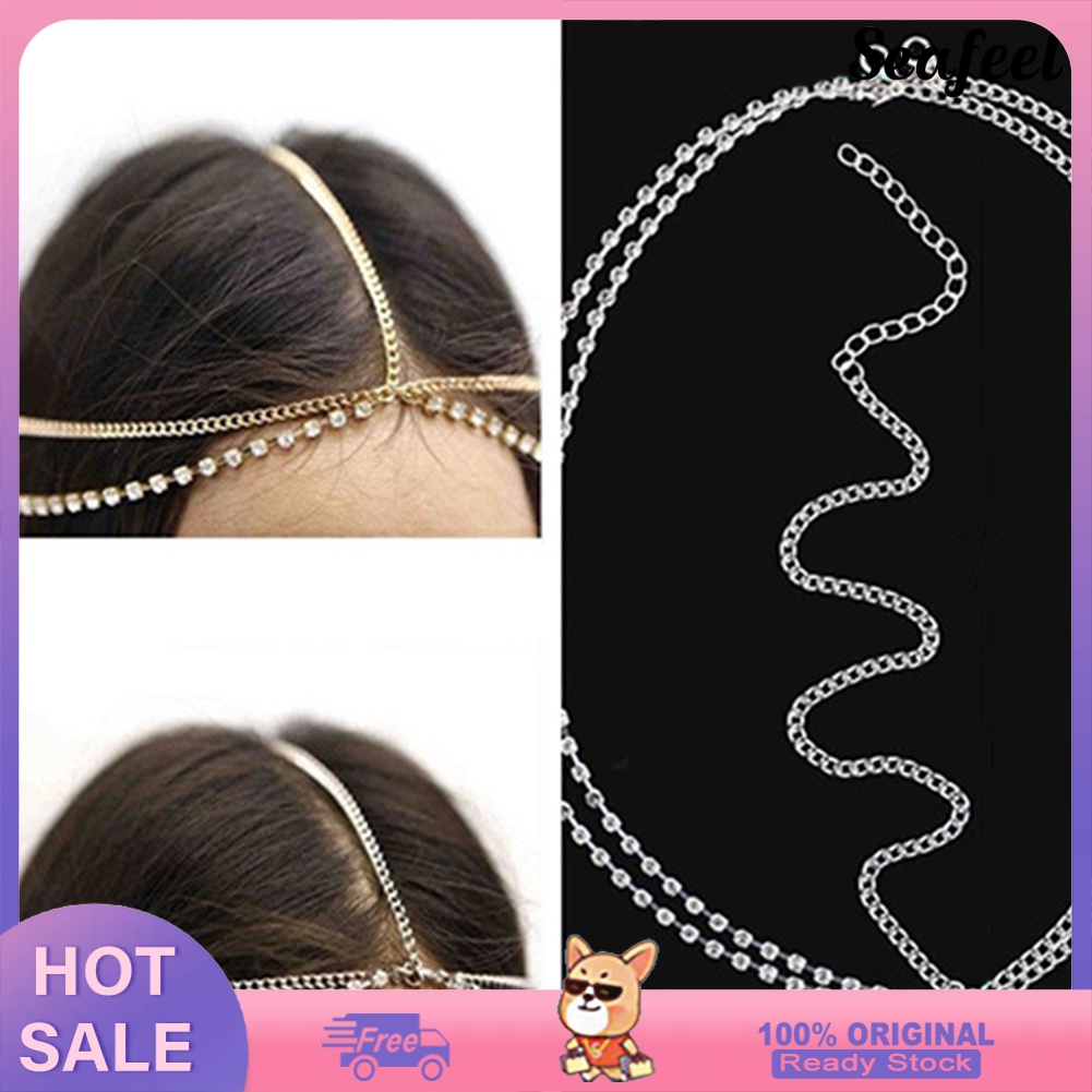 【COD】【seafeel】ohemian Fashion Rhinestone Layered Head Chain Headpiece ...