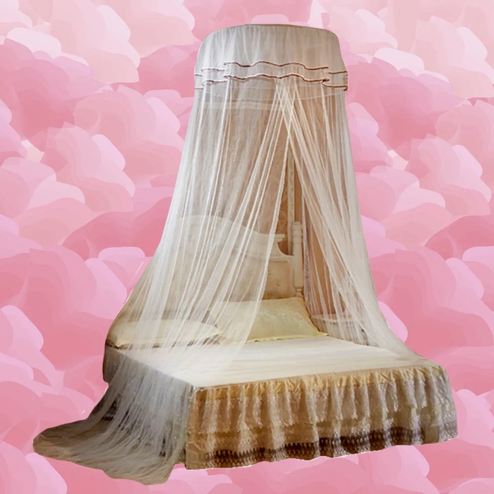 Bed Canopy Curtain Dome Mosquito Net Macrame Curtains Netting Lace Fall ...