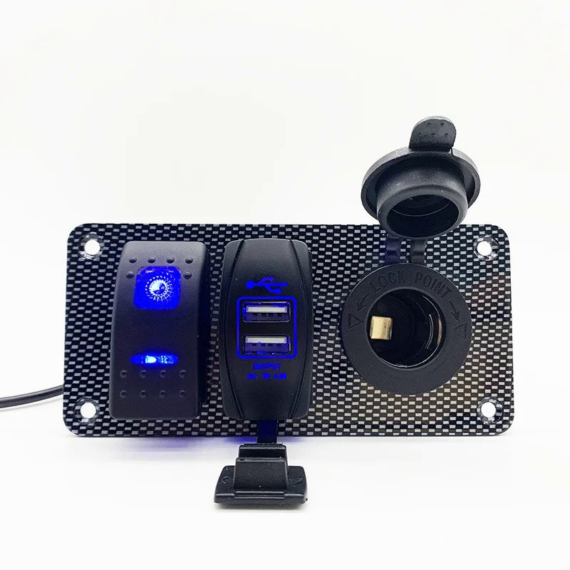 3 in 1 Charger Socket Panel, 12V Dual USB Car Socket Charger Socket ...