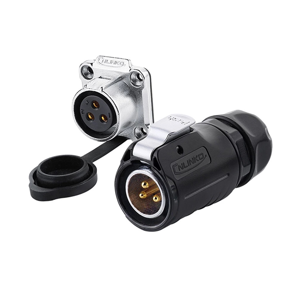 LP20 IP67 3 Pin Male Female Wire Plug Waterproof M20 Electric Vehicle ...