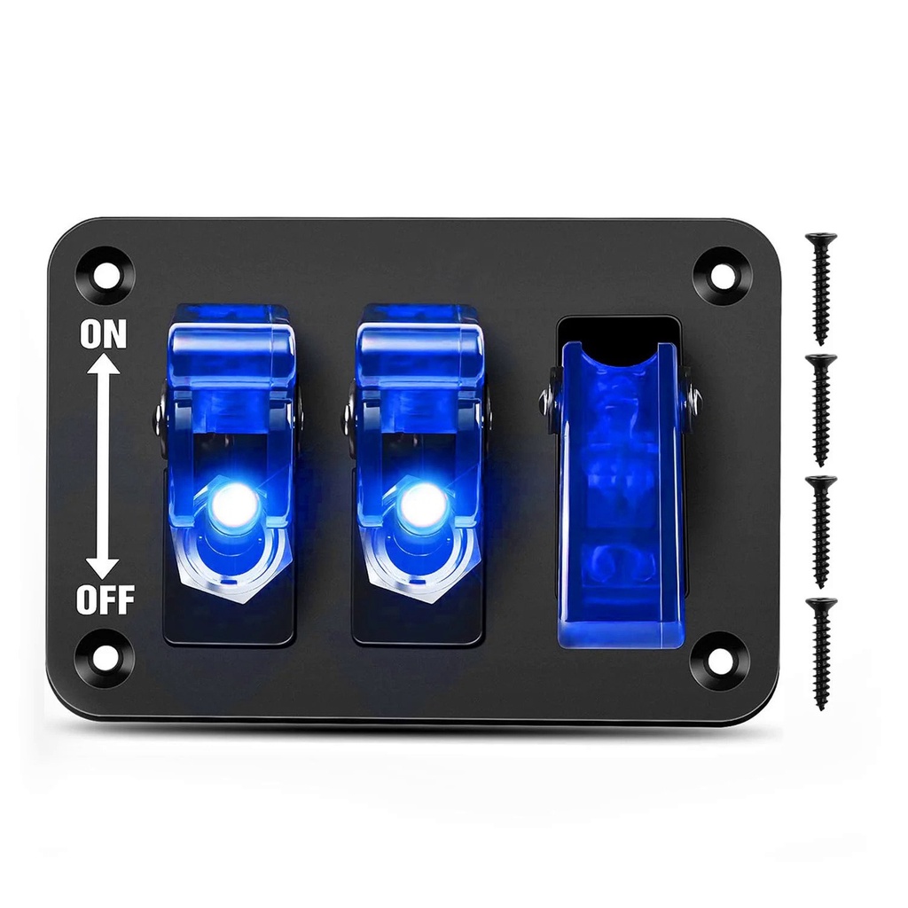 3 Gang Racing Toggle Switch 12V 24V 3 Pin SPST Rocker Switch Panel with ...