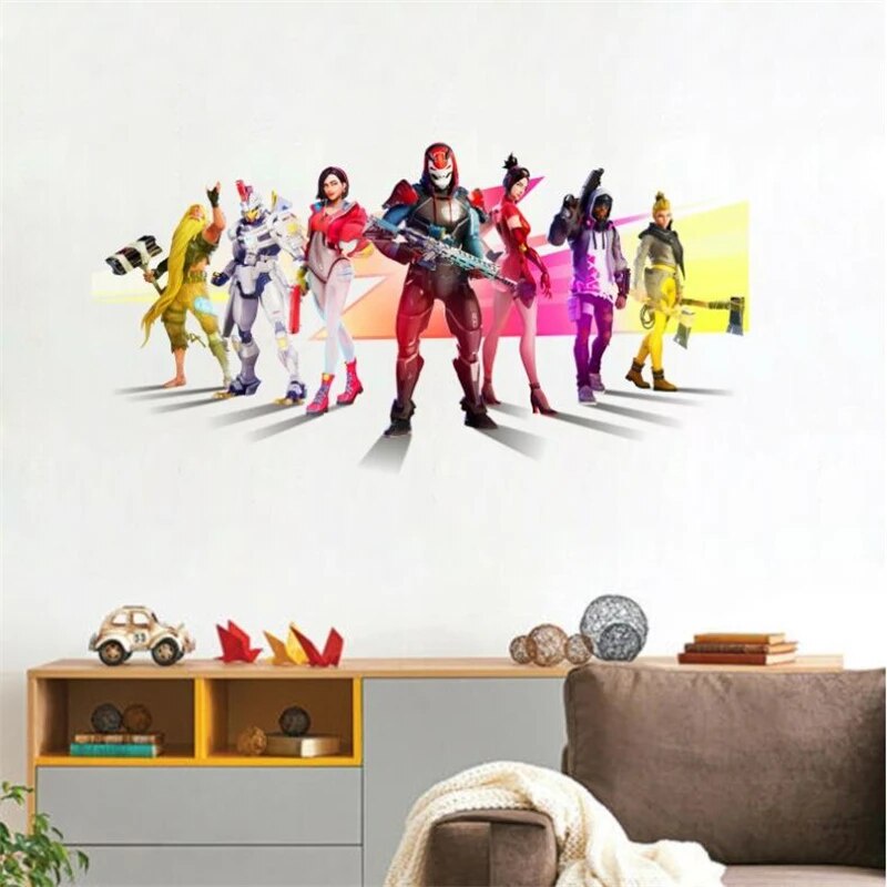 3D effect gun battle game wall stickers wallpaper for kindergarten kids ...