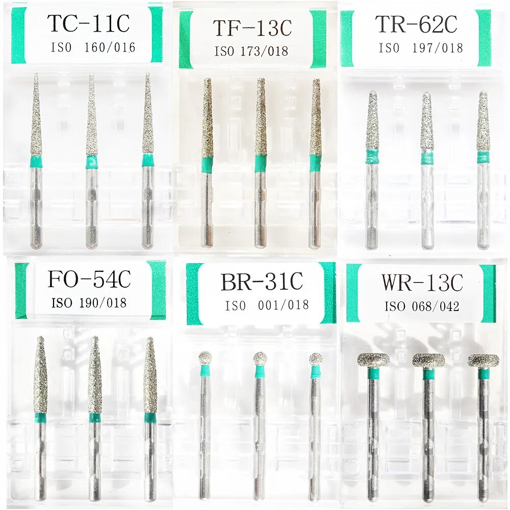 3pcs/Pack Dental Diamond Burs Green Coarse Polisher Drill Tools FG1.6mm ...