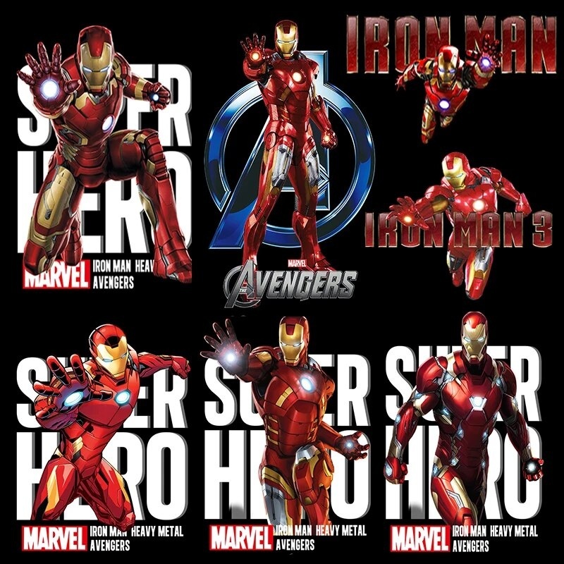 Marvel Spiderman Iron Man Hulk Cartoon Thermal Stickers for Clothes ...