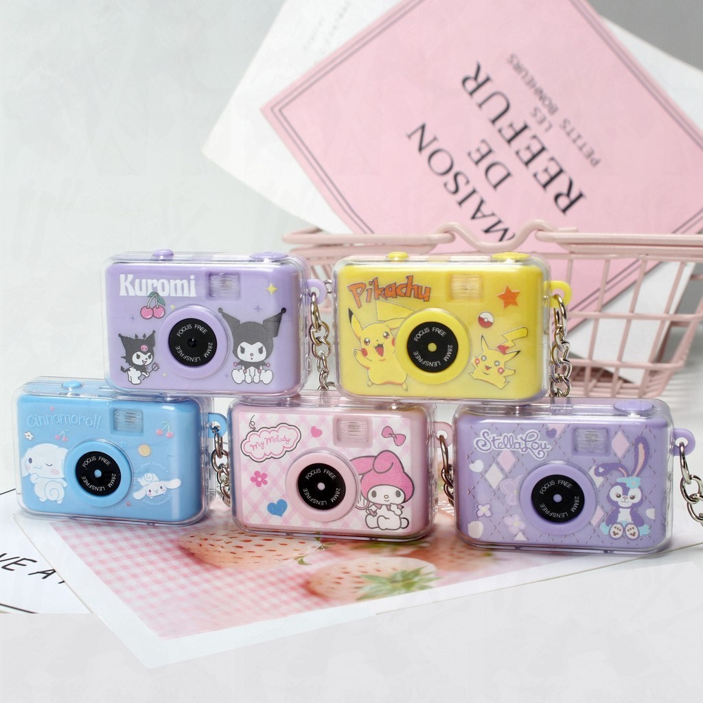 Glowing Cartoon Sanrio Melody Camera Keychain Kuromi Cinnamoroll Mini ...