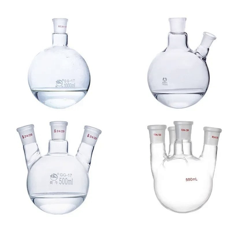 Laboratory three 3 neck four 4 Necks Round Bottom Glass boiling ...