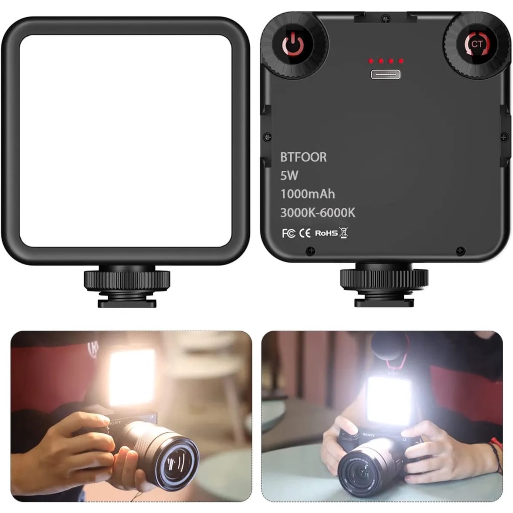 ⚖LED Video Light Portable Photography On-Camera 3000K-6000K Bi-Color ...