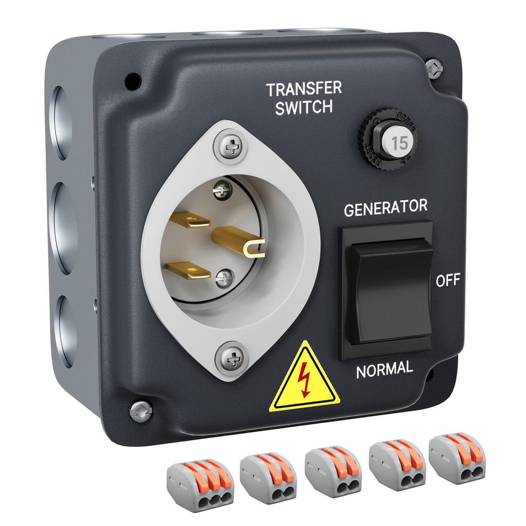 Automatic Power Generator Transfer Switch Kit 15A 125VAC Pre-wired UL ...