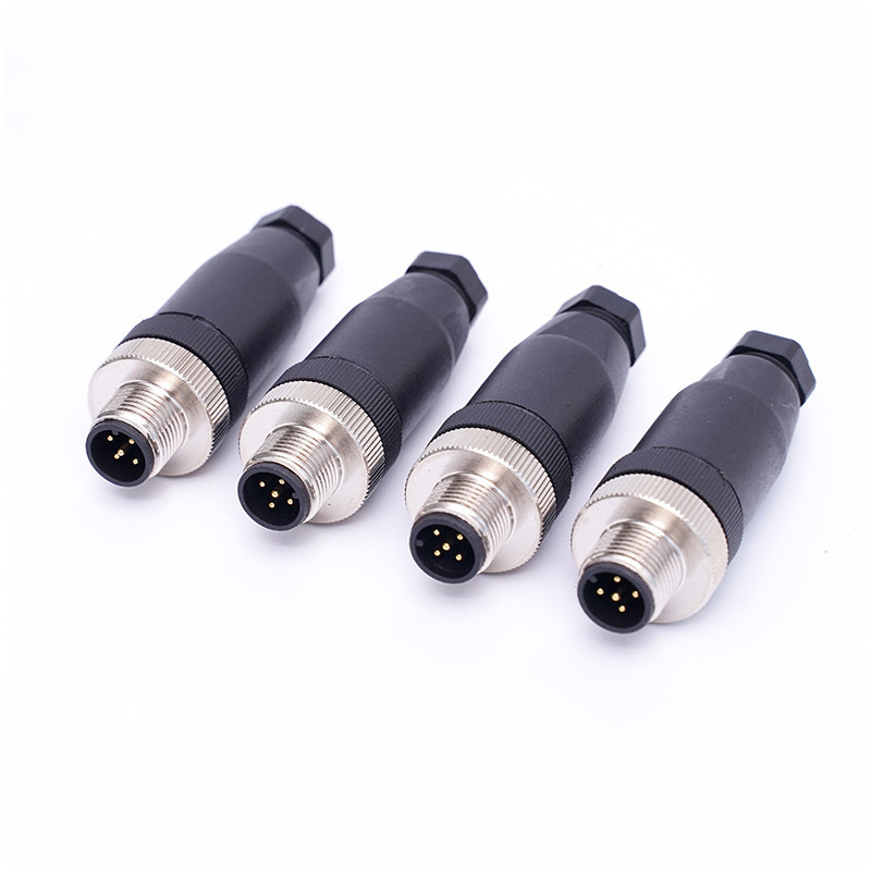 M12 sensor plug waterproof connector with opposite thread installation ...