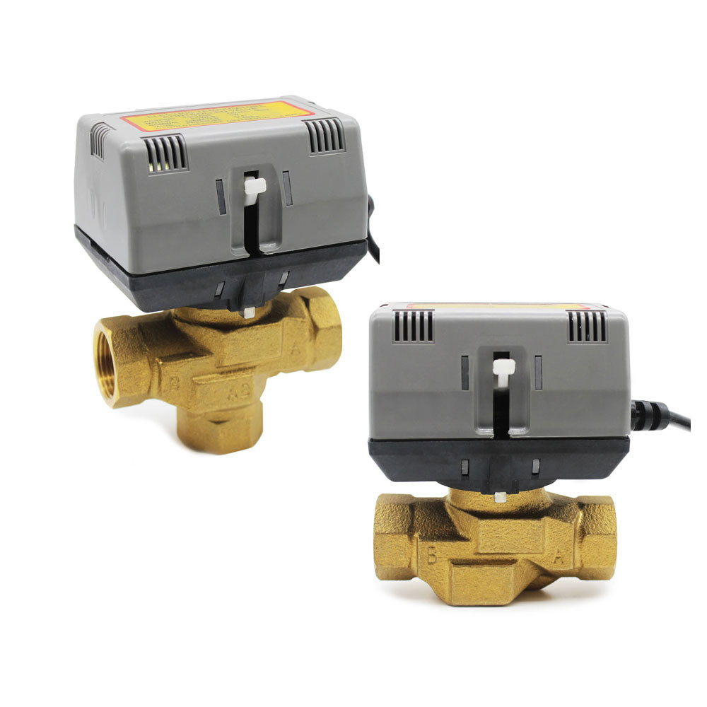 12V/220V 2/3 Way SPDT fan coil unit motorized control valves with ...