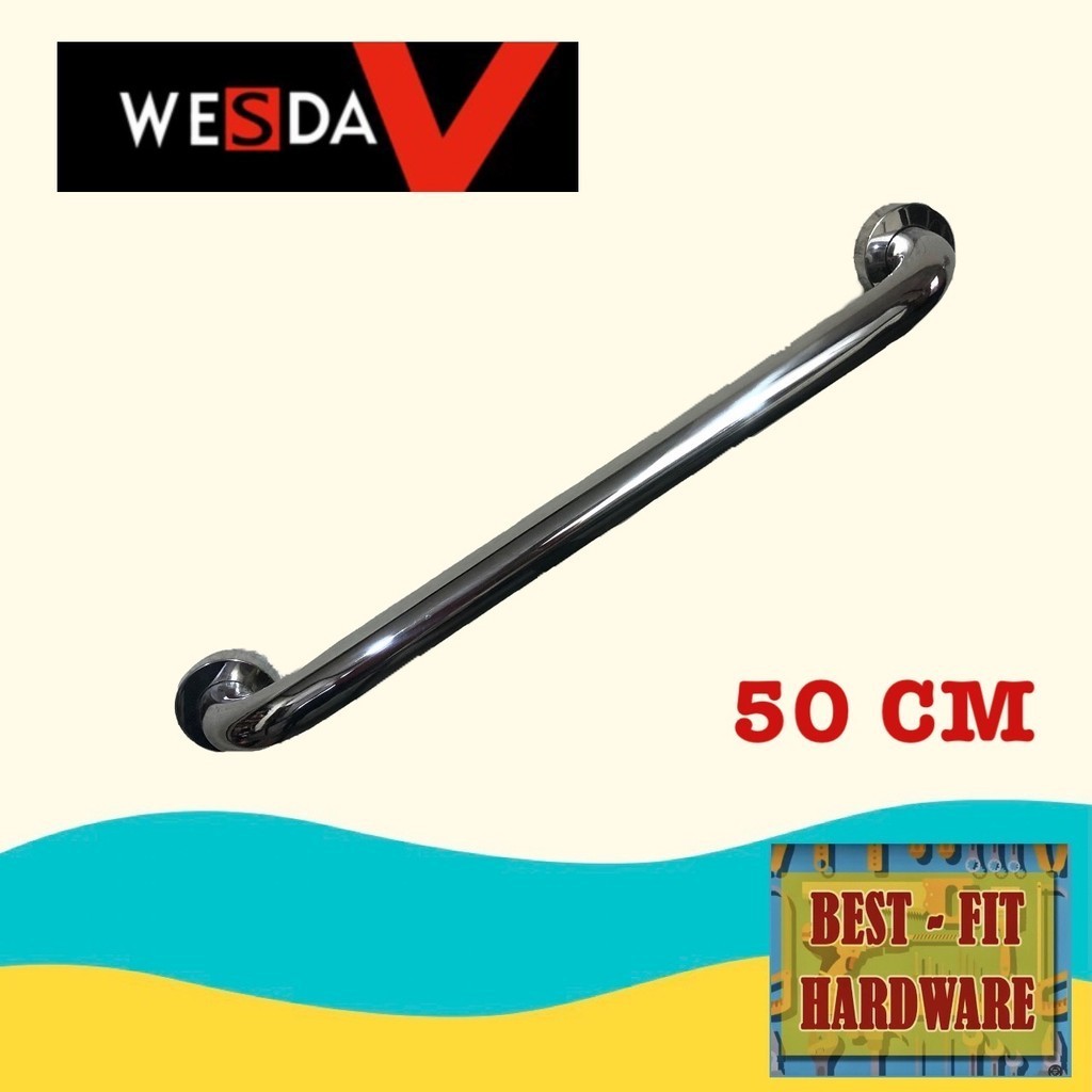 WESDA - HEAVY DUTY - STAINLESS HANDRAIL - GRAB HANDLE BAR / SHOWER ...