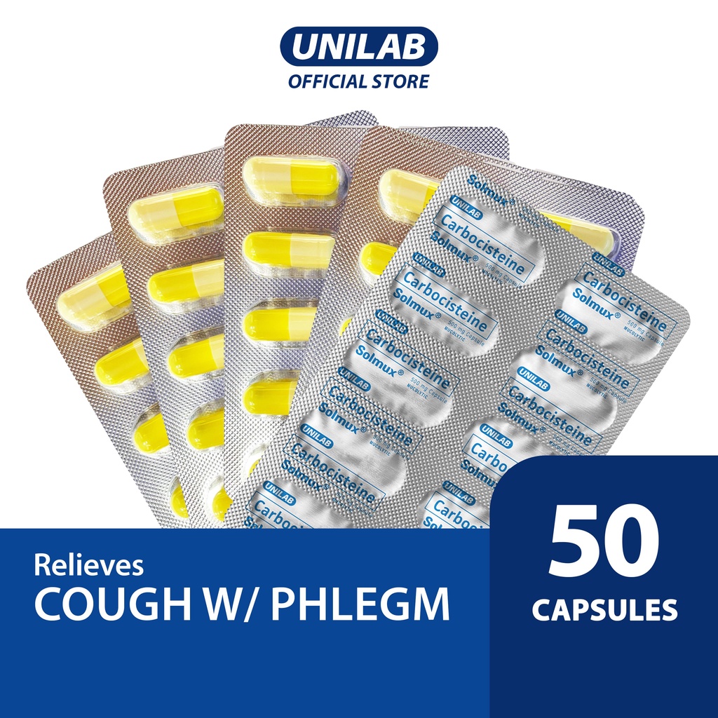 Unilab Solmux Carbocisteine 500mg - 50 Capsules | Shopee Philippines