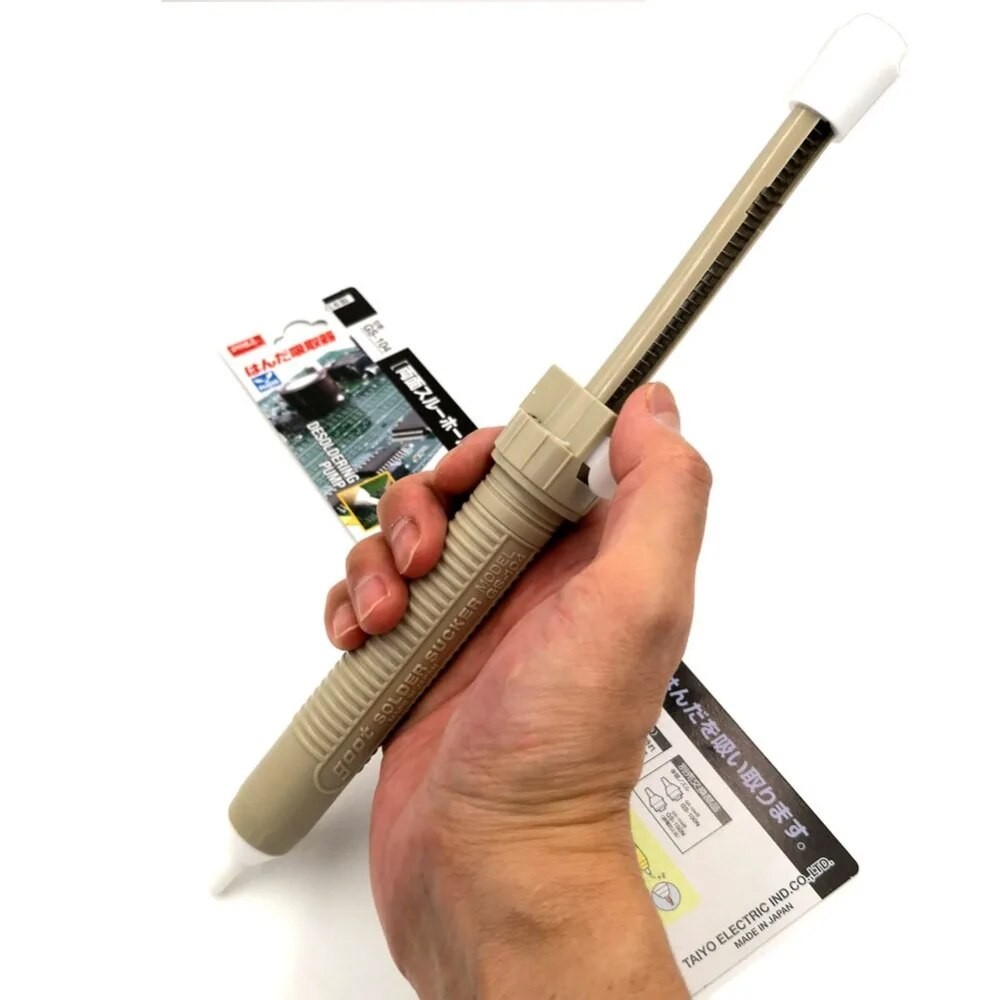 Japan GOOT GS-104 Desoldering Pump Self-Cleaning Plunger Lock Function Manual Solder Sucker ...
