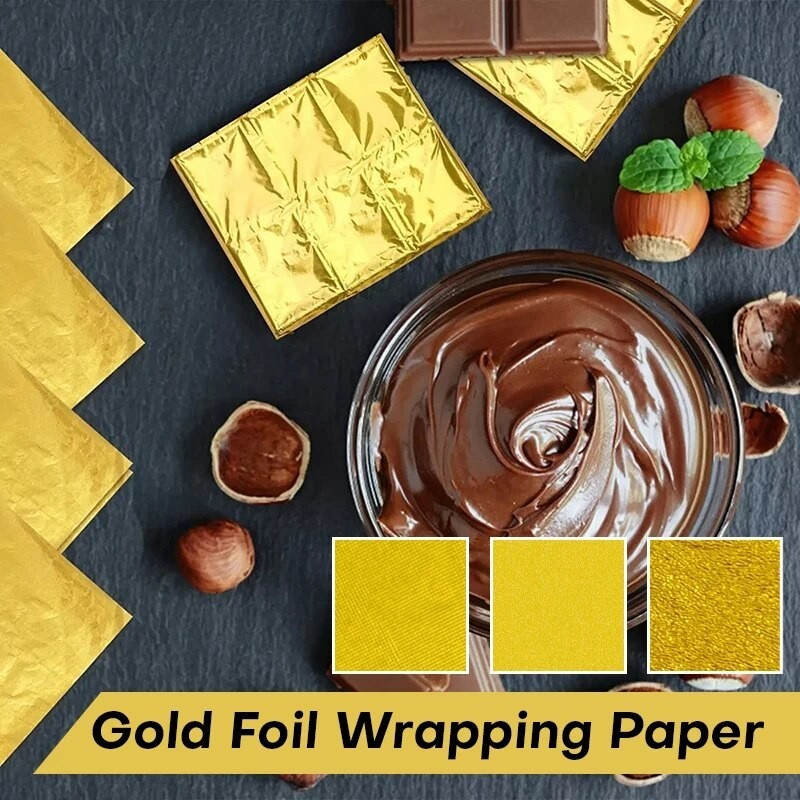 100 Sheets Gold Chocolate Foil Wrappers Diy Caramels Sweets Candy Bar ...