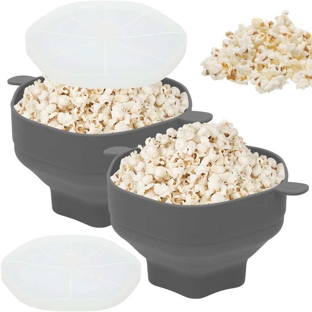 Silicone Popcorn Bowl Microwave Oven Popcorn Maker with Lid Folding ...