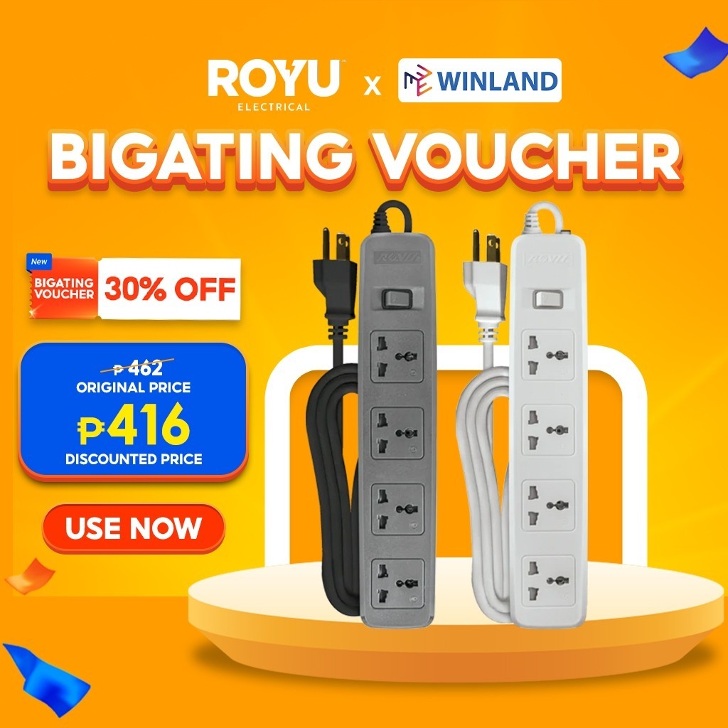 Royu by Winland 4 Outlets 2 Meter Extension Cord Cable Wire Overload ...