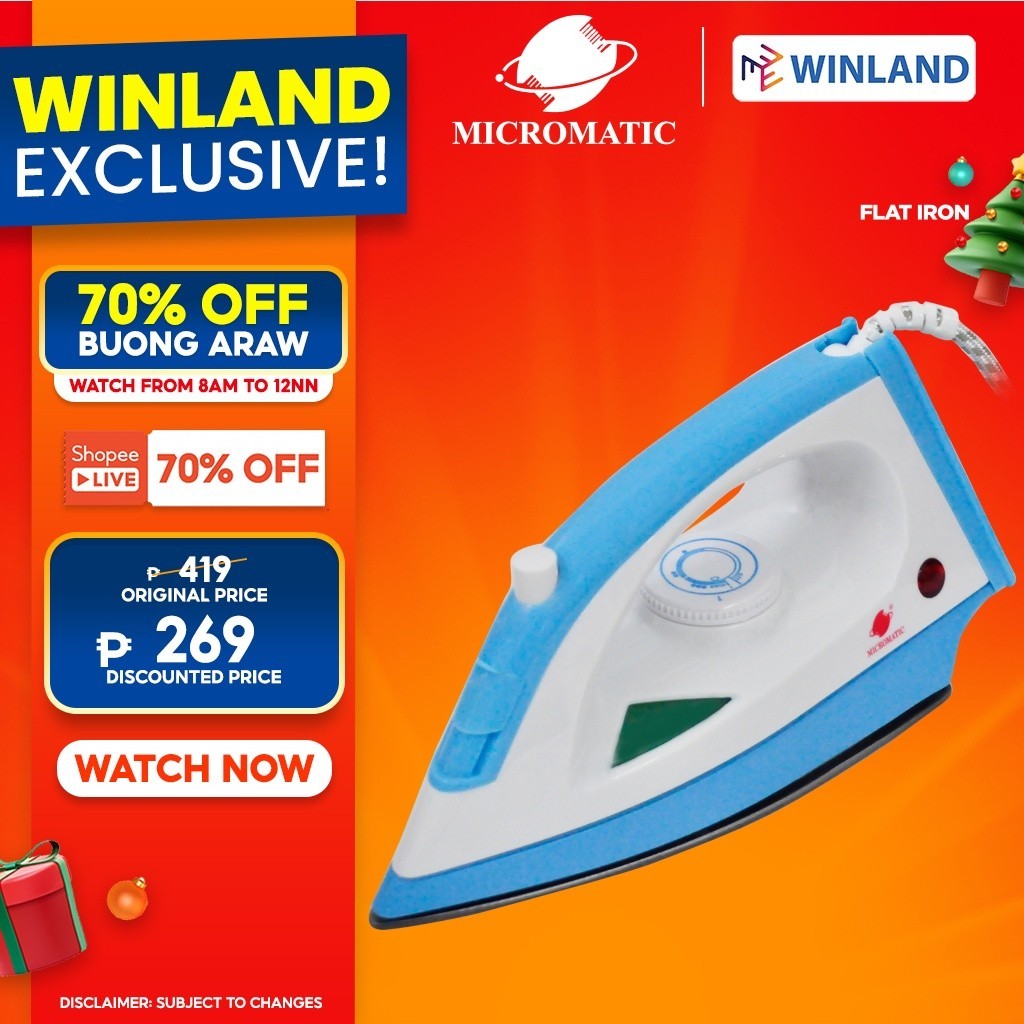 Micromatic by Winland Dry and Steam Non-Stick Coating Electric Flat ...