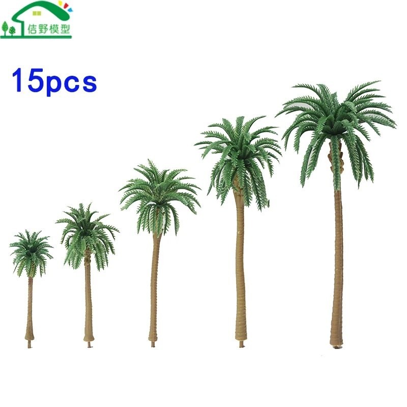 66c 15pcs Miniature Coconut Trees Architectural Sand Table Train Model ...