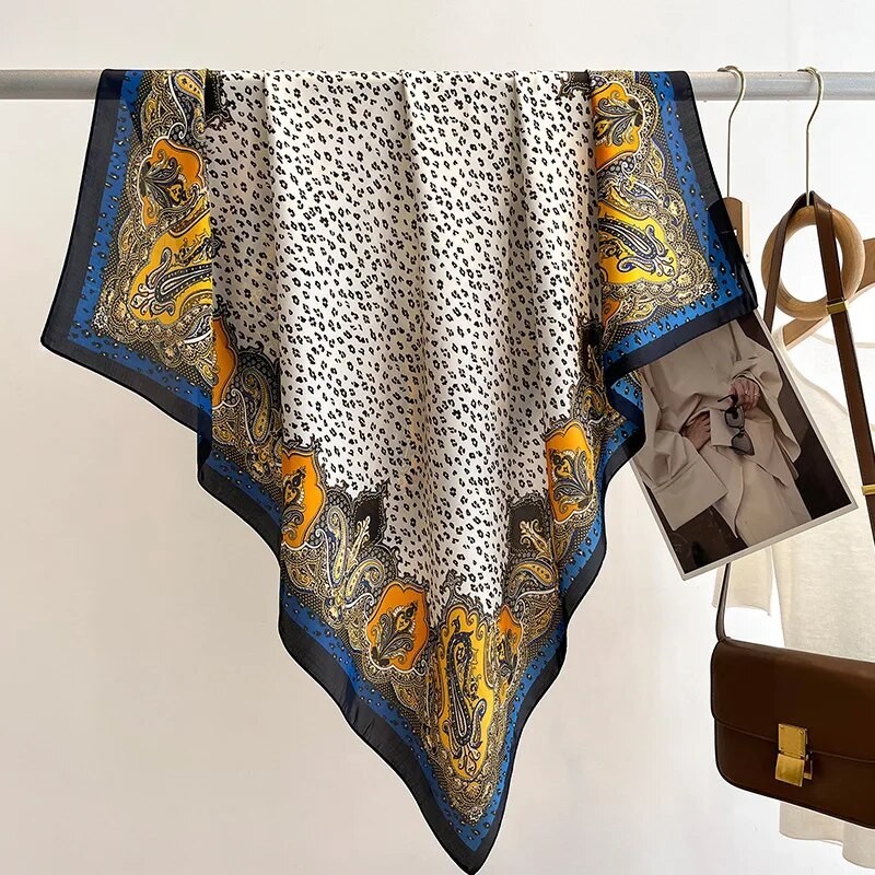 35G 2023 New Twill Square Silk Scarf for Women Design Floral Print ...