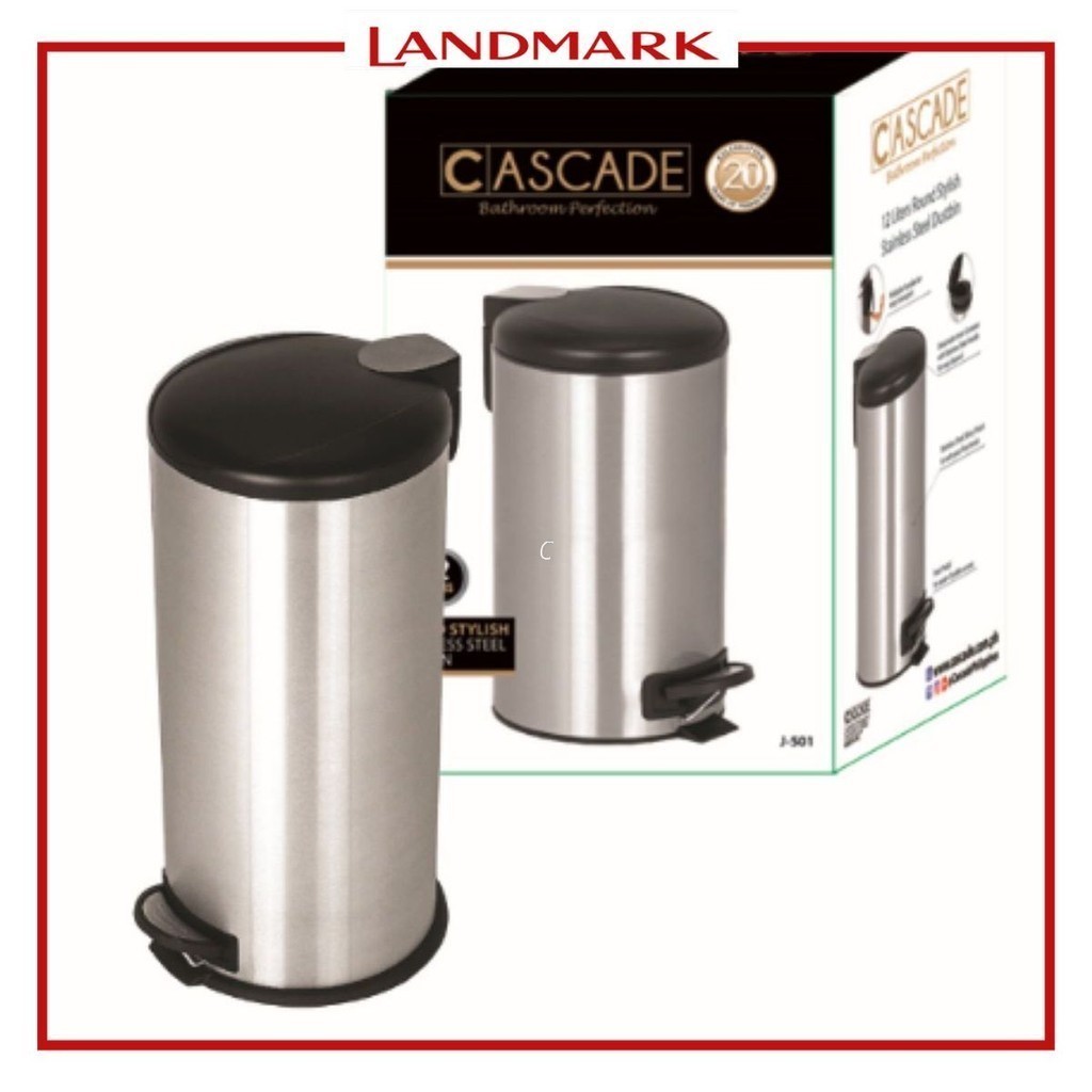 Landmark Cascade J-501 Stainless Steel Step Bin 12 Liters 25.5x25.5x38 ...