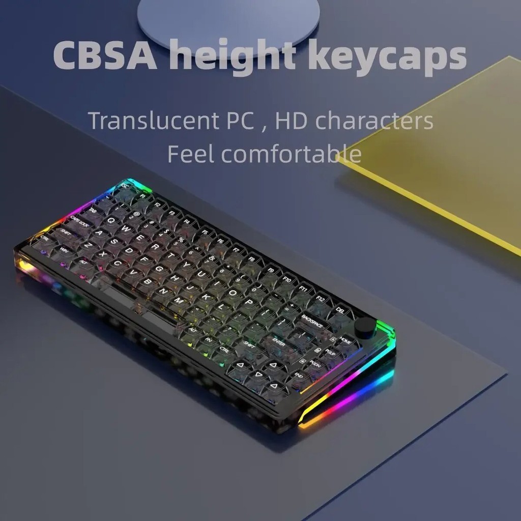 MLK 75 Mechanical Keyboard Transparent Switch 3 Mode Rgb Gasket Hot ...