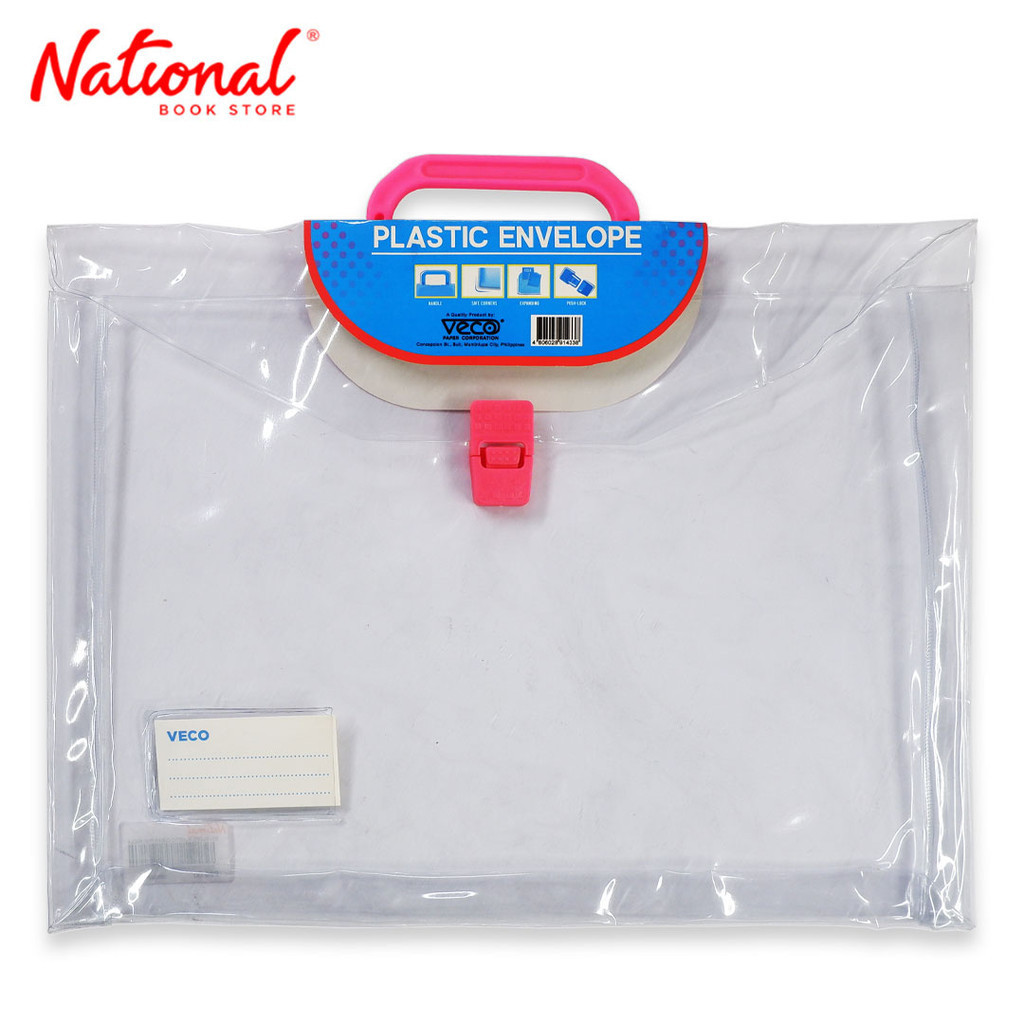 Veco Plastic Envelope with Handle Long Gauge 10 Clear Colored Handle ...