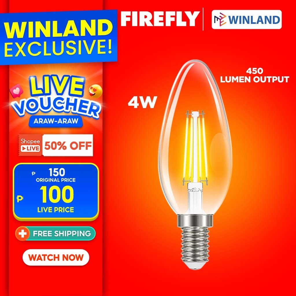 Firefly by Winland Basic Series LED Filament Vintage Candle Bulb (4W ...