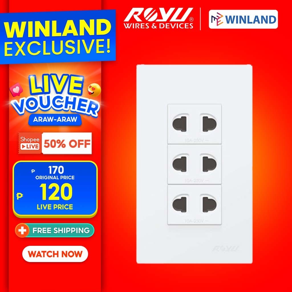 Royu by Winland Wide Series Universal Outlet Set 3 Gang WD115 | Shopee ...