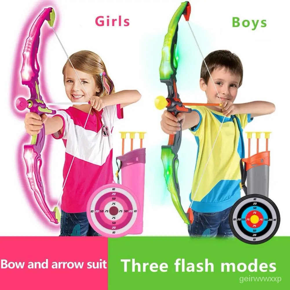 Bow And Arrow For Kids LED Light Up Archery Sets Toys Outdoor Sports ...