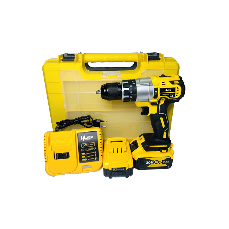 20V Lithium Brushless Electric Hand Drill Rechargeable Cordless Impact ...